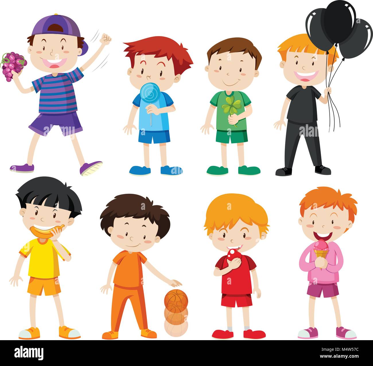Boys in different color shirts illustration Stock Vector Image & Art ...