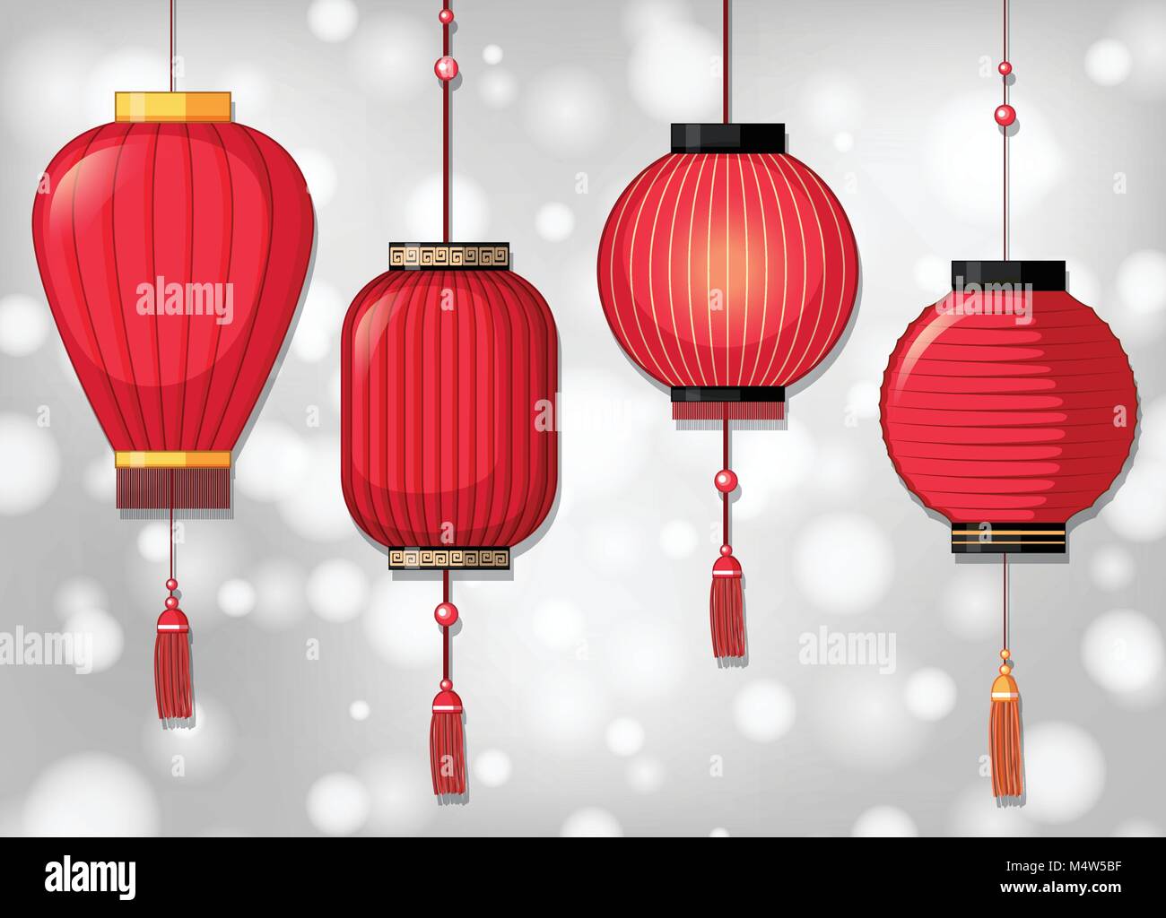 Chinese lanterns in four designs illustration Stock Vector Image & Art ...