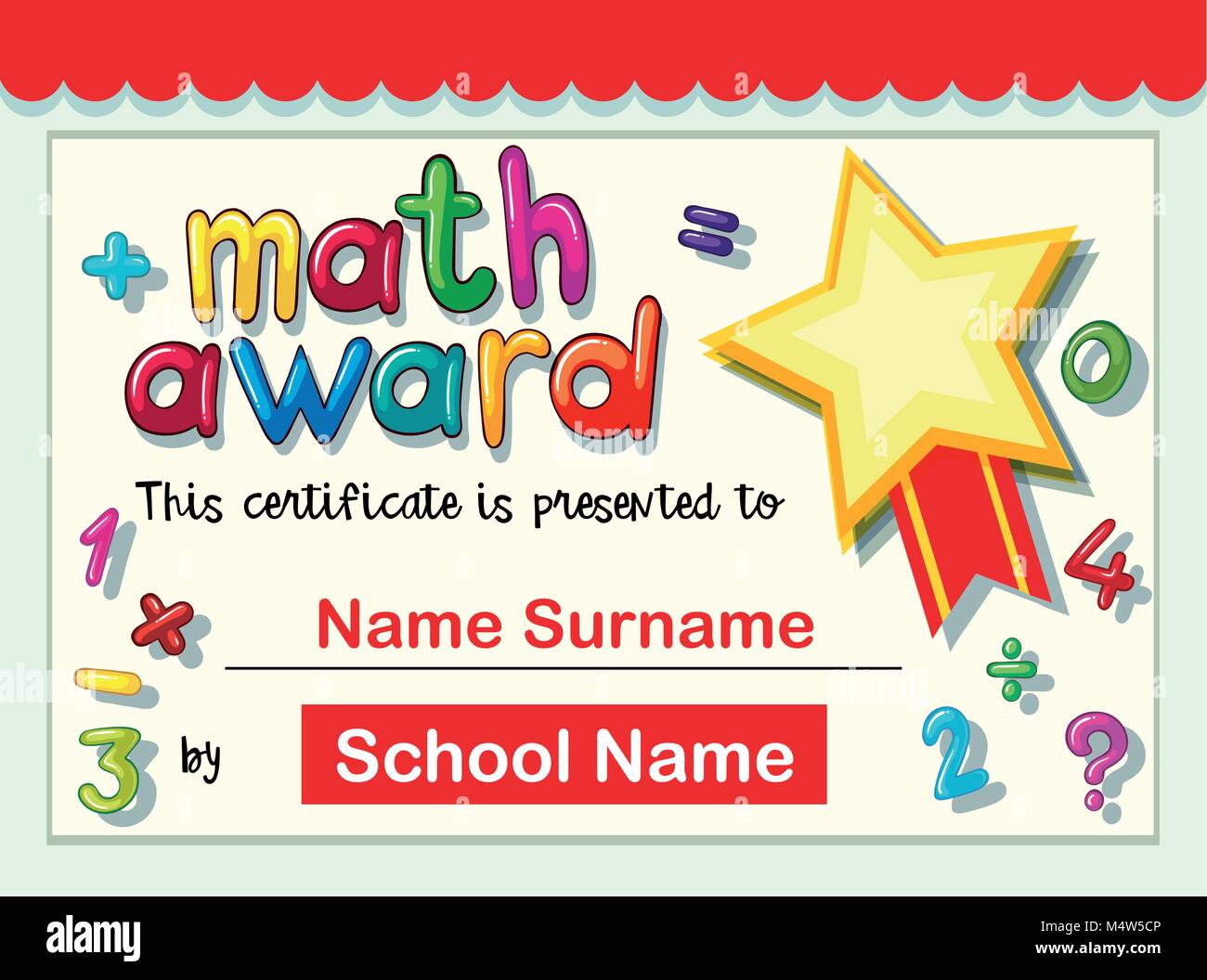 Certificate template for math award illustration Stock Vector Image ...
