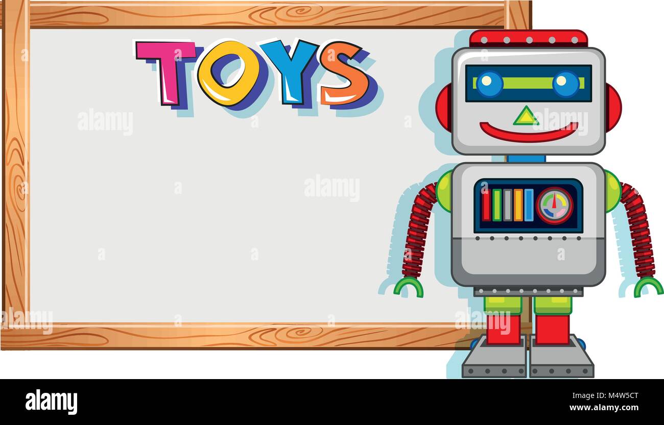 Wooden frame with robot toy illustration Stock Vector Image & Art - Alamy