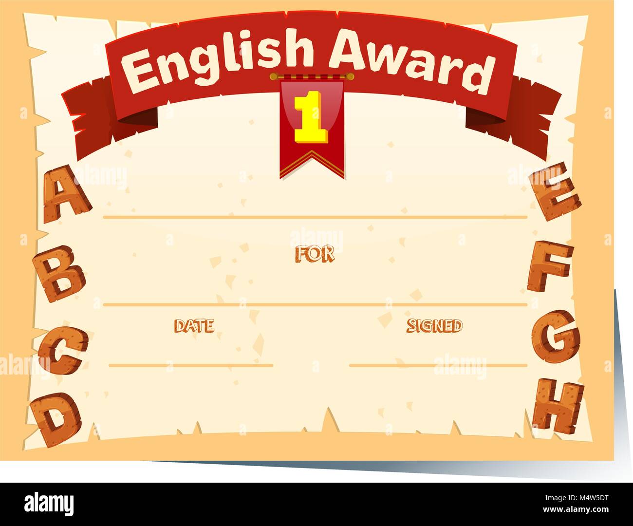 Certificate template with english award illustration Stock Vector Image ...