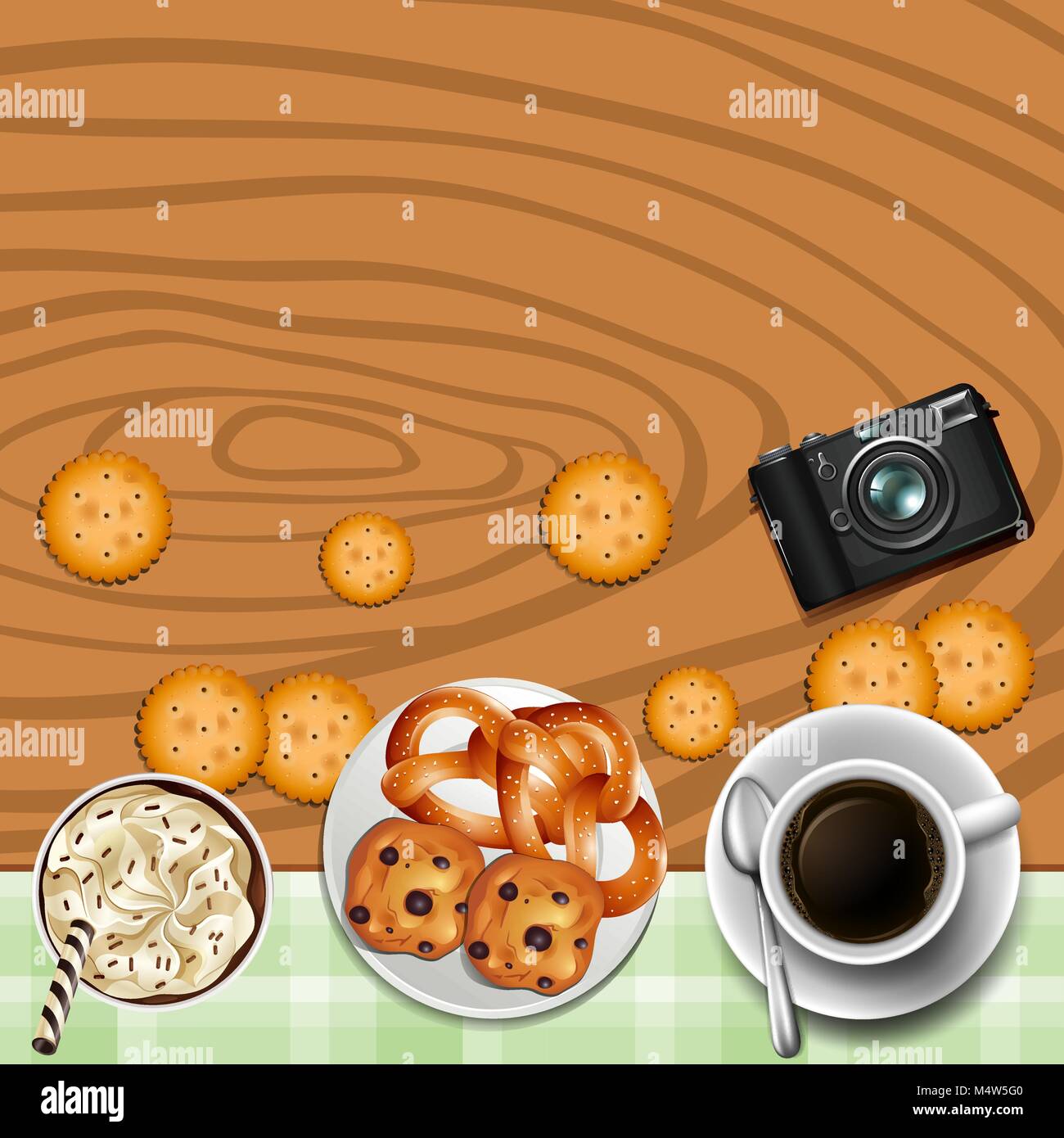 Background design with cookies and tea illustration Stock Vector Image ...