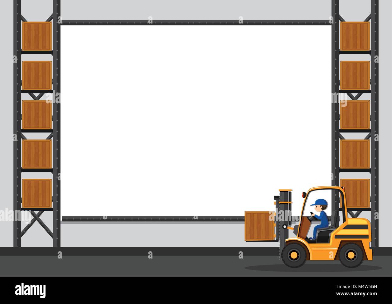 Border template with man driving folklift illustration Stock Vector ...