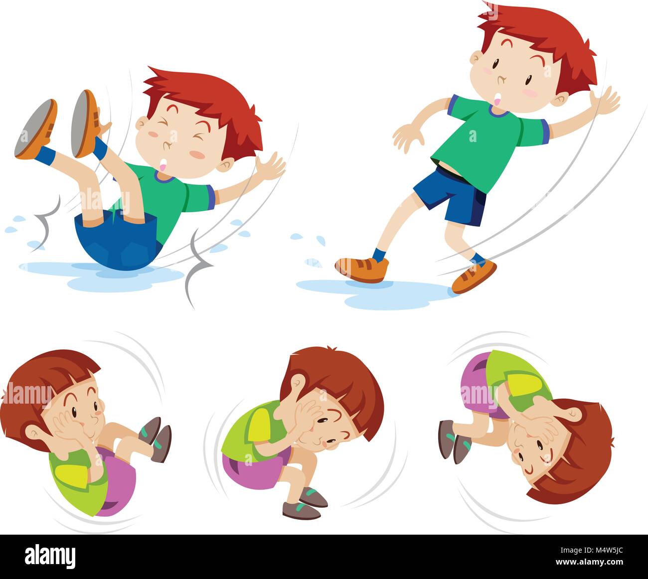 Boys in five different actions illustration Stock Vector Image & Art ...