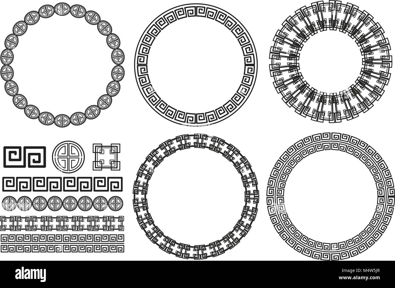 Many border design with asian patterns illustration Stock Vector Image ...