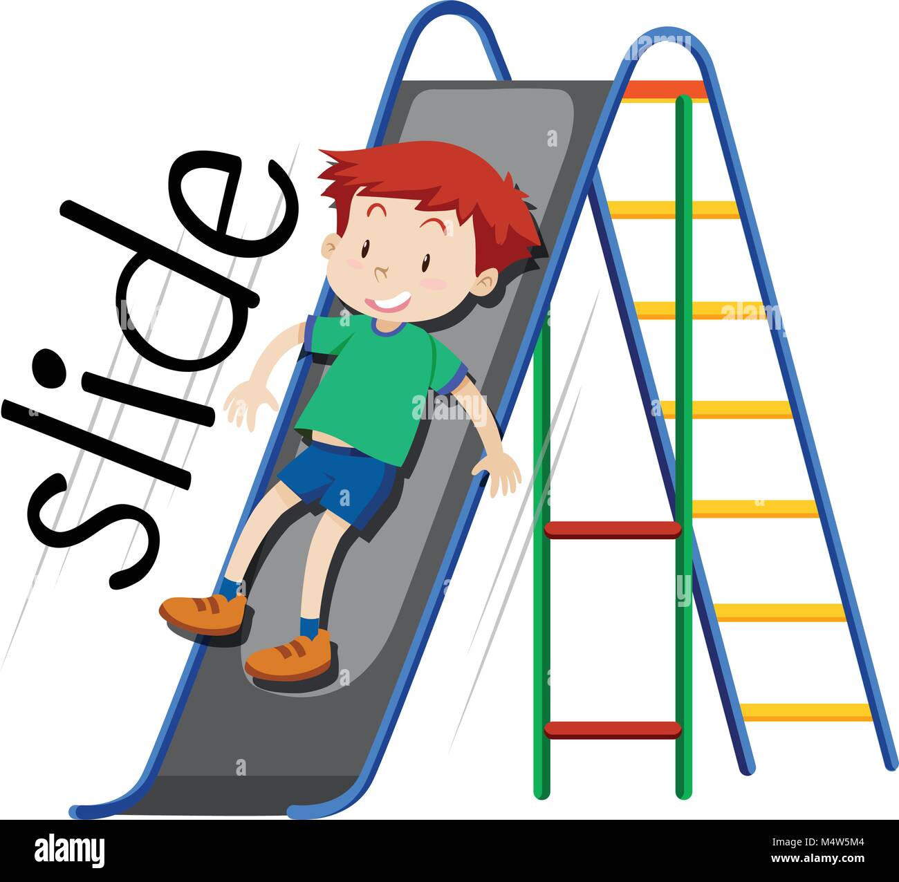 Boy on slide illustration hi-res stock photography and images - Alamy