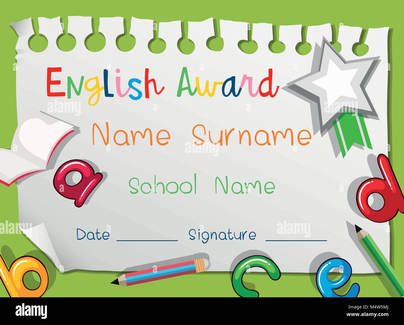 English award with english alphabets on it illustration Stock Vector ...