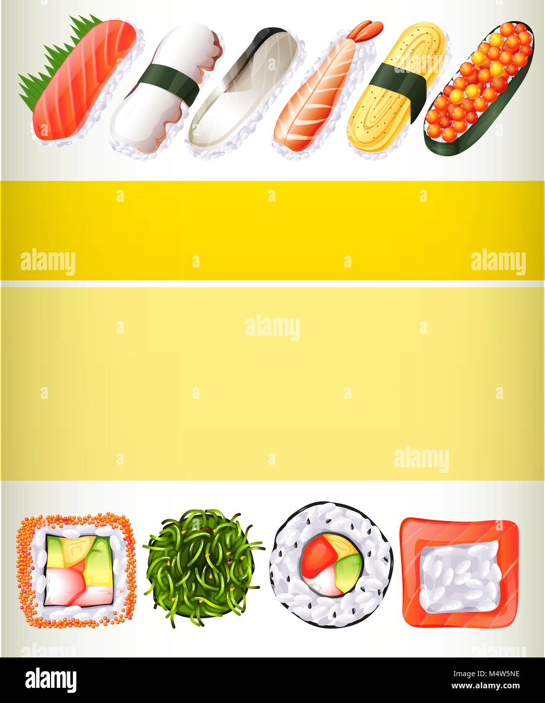 Poster design with different sushi rolls illustration Stock Vector ...