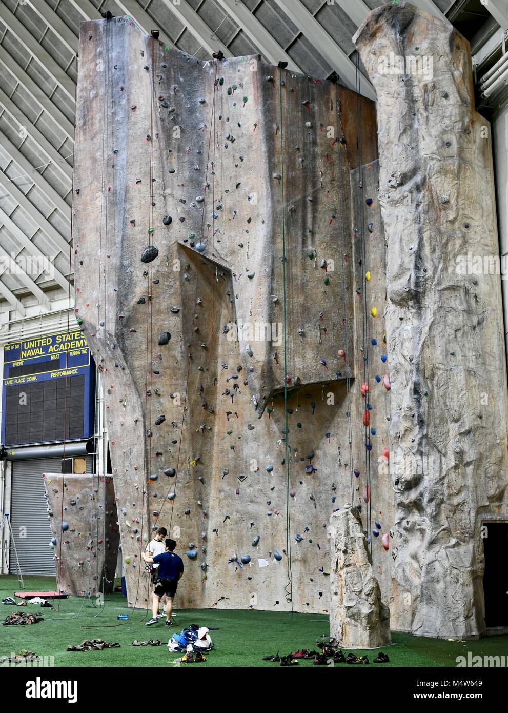 Rock climbing wall inside the Halsey Fieldhouse at the United States ...