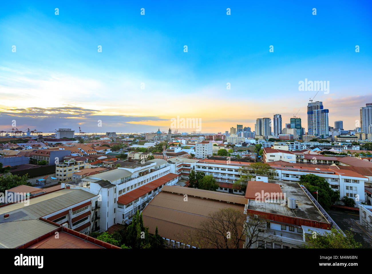 Manila city skyline in Philippines. Seen from Intramuros district Stock ...
