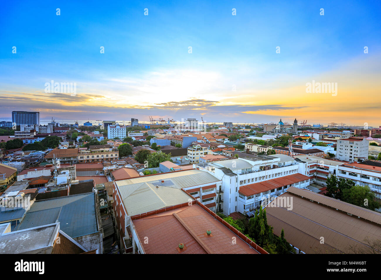 Manila city skyline in Philippines. Seen from Intramuros district Stock ...
