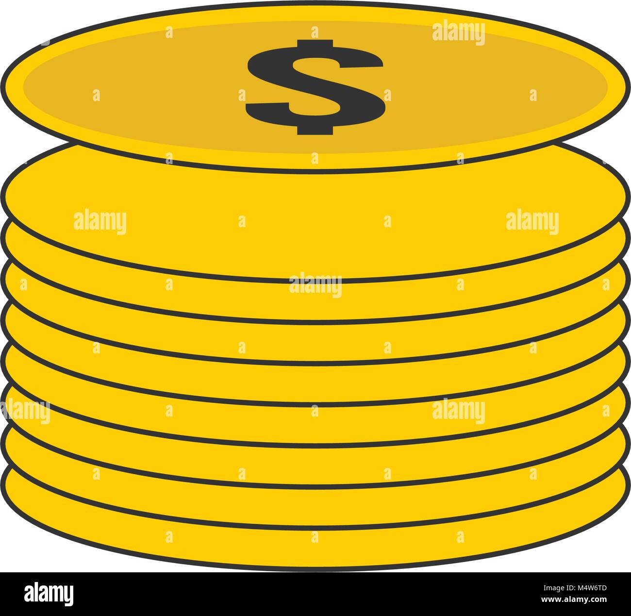 Coin Stack Vector Outline Icon Illustration Stock Vector Image & Art ...