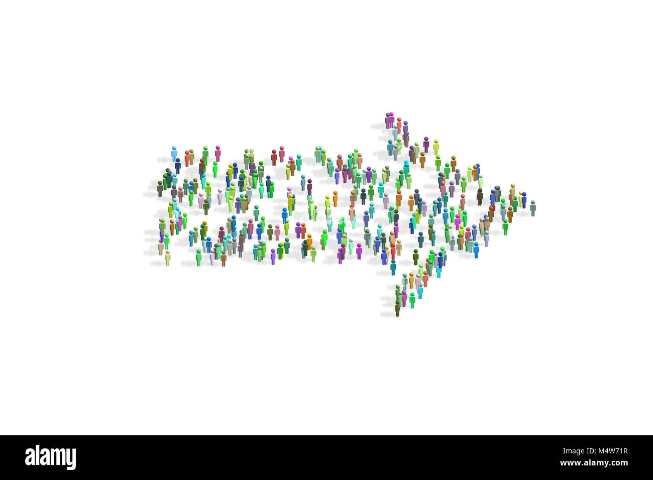 Illustration showing many people in arrow shape - 3d rendering Stock ...