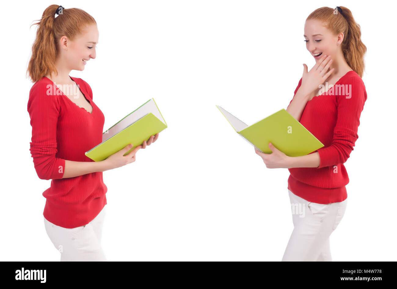Young student with books on white Stock Photo - Alamy