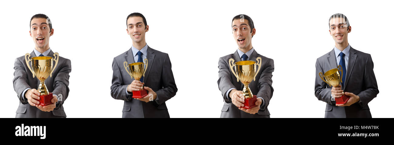 Collage of businessman receiving award Stock Photo - Alamy