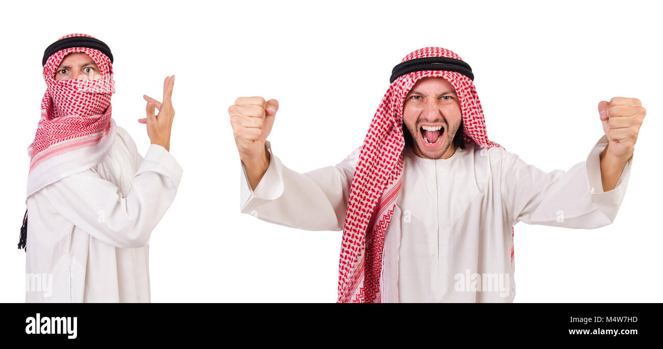 Arab man playing guitar isolated on white Stock Photo - Alamy