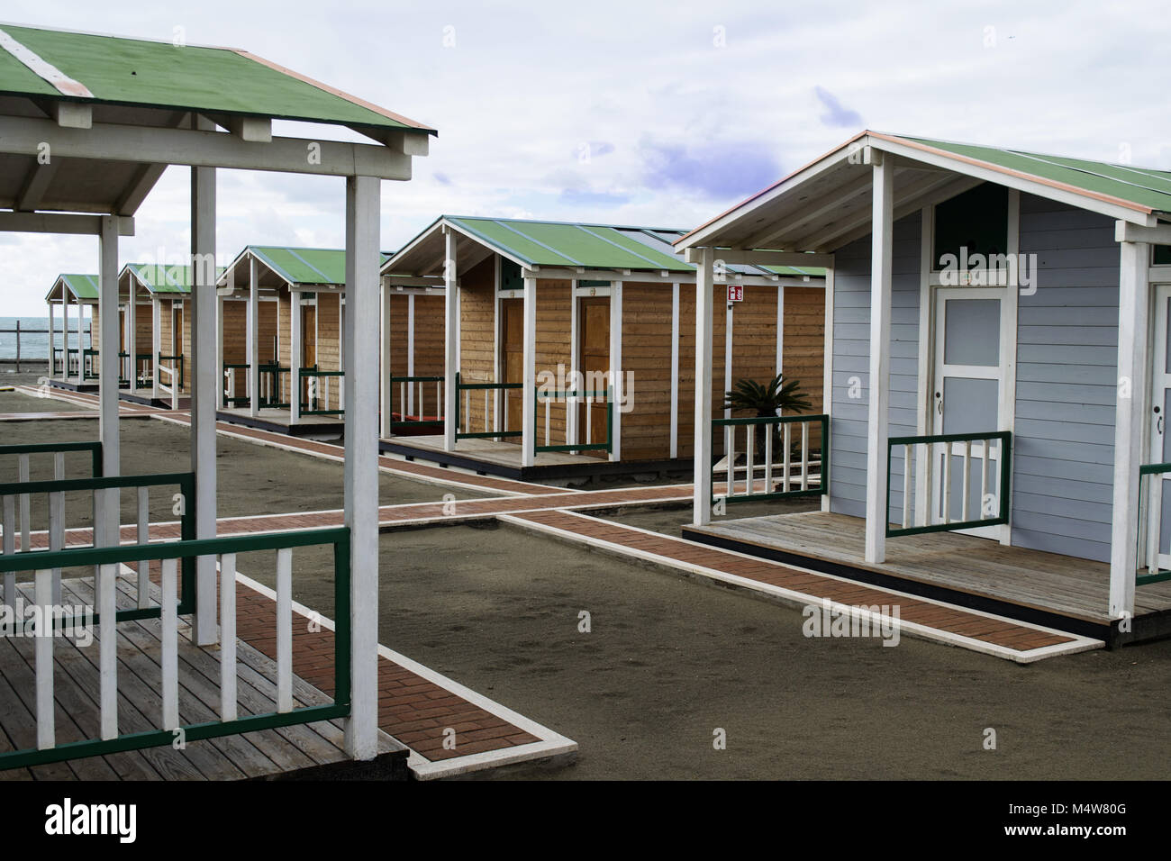colored bathing hut in wood on a beach Stock Photo - Alamy