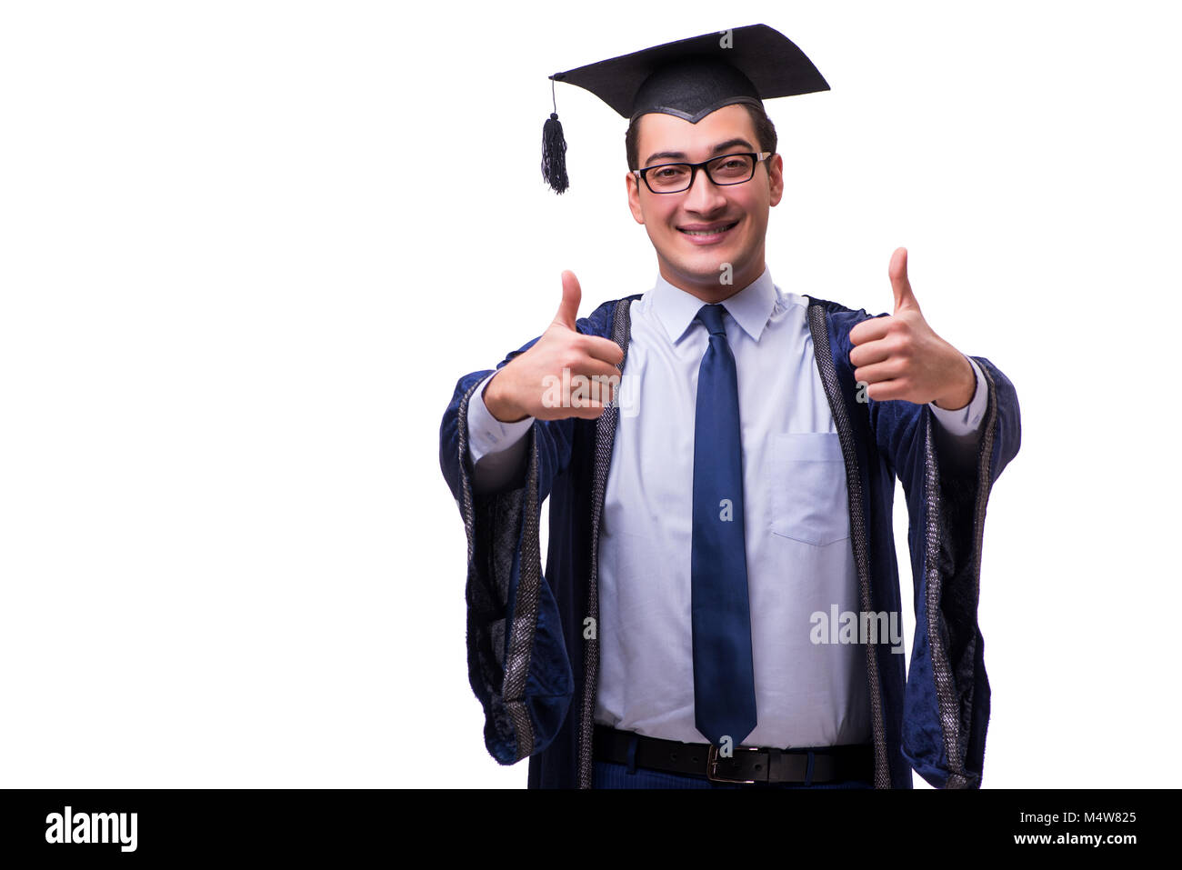 Young man student graduating isolated on white Stock Photo - Alamy