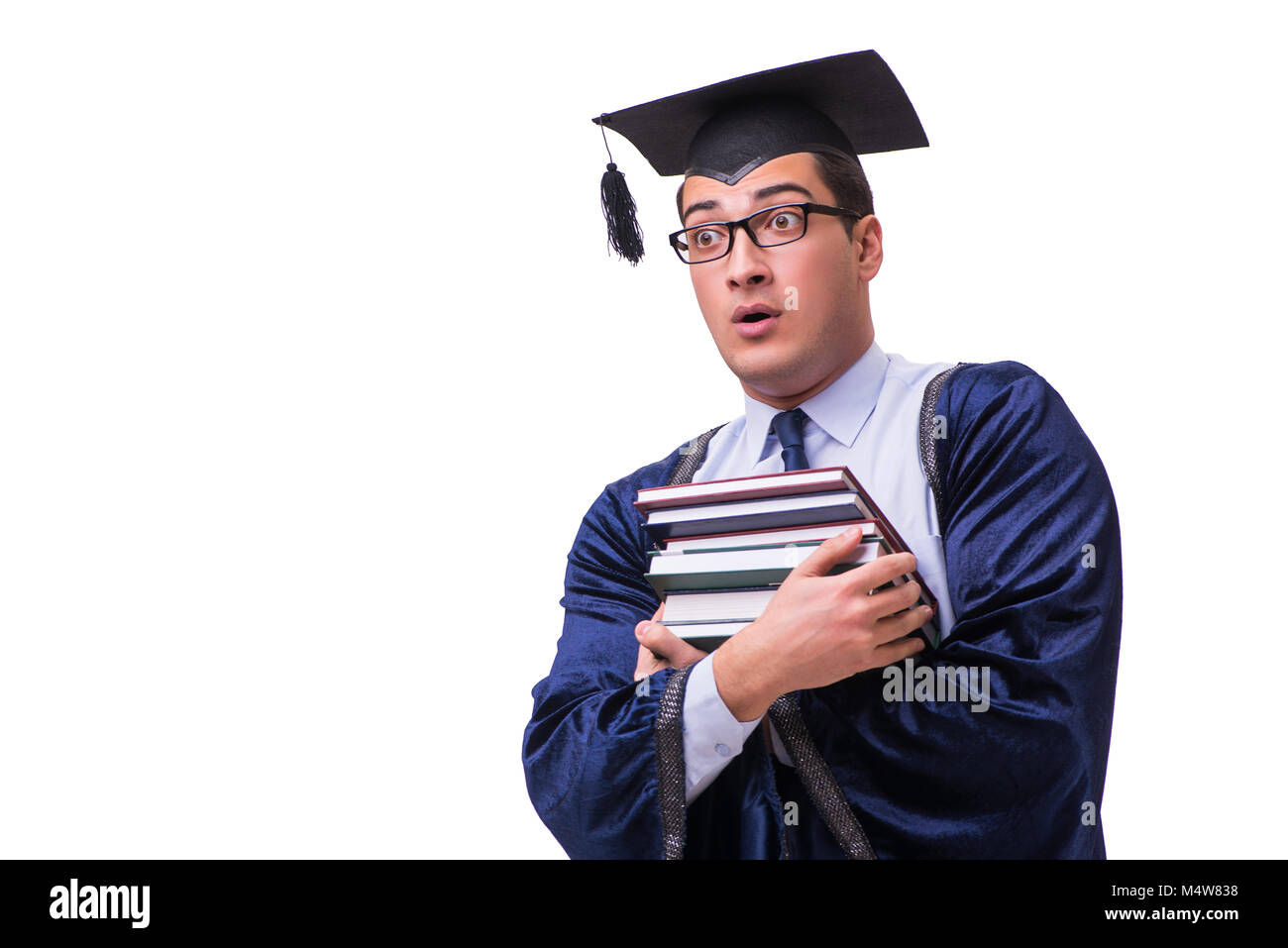 Young man student graduating isolated on white Stock Photo - Alamy