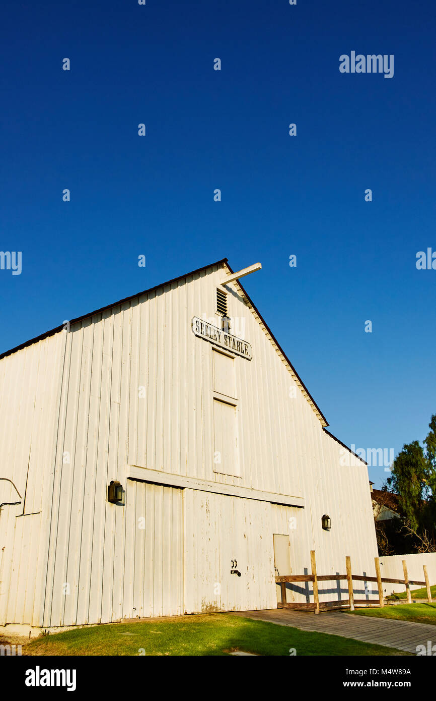 old white barn restored and on display in san diego old town Stock ...