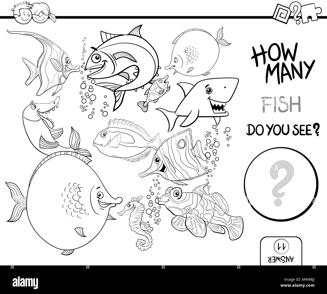 Tropical fish coloring Black and White Stock Photos & Images - Alamy