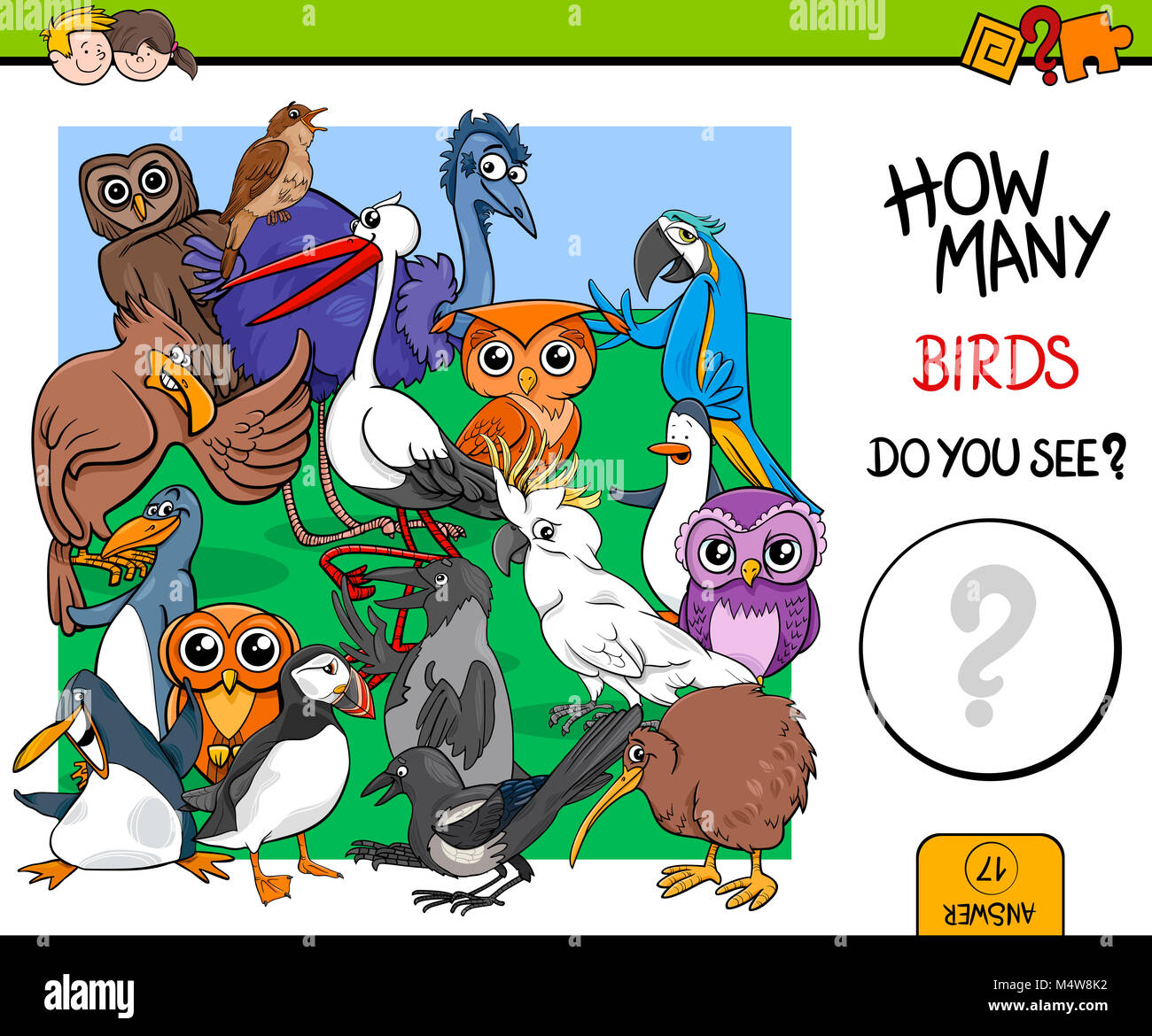 counting birds educational game for kids Stock Photo - Alamy