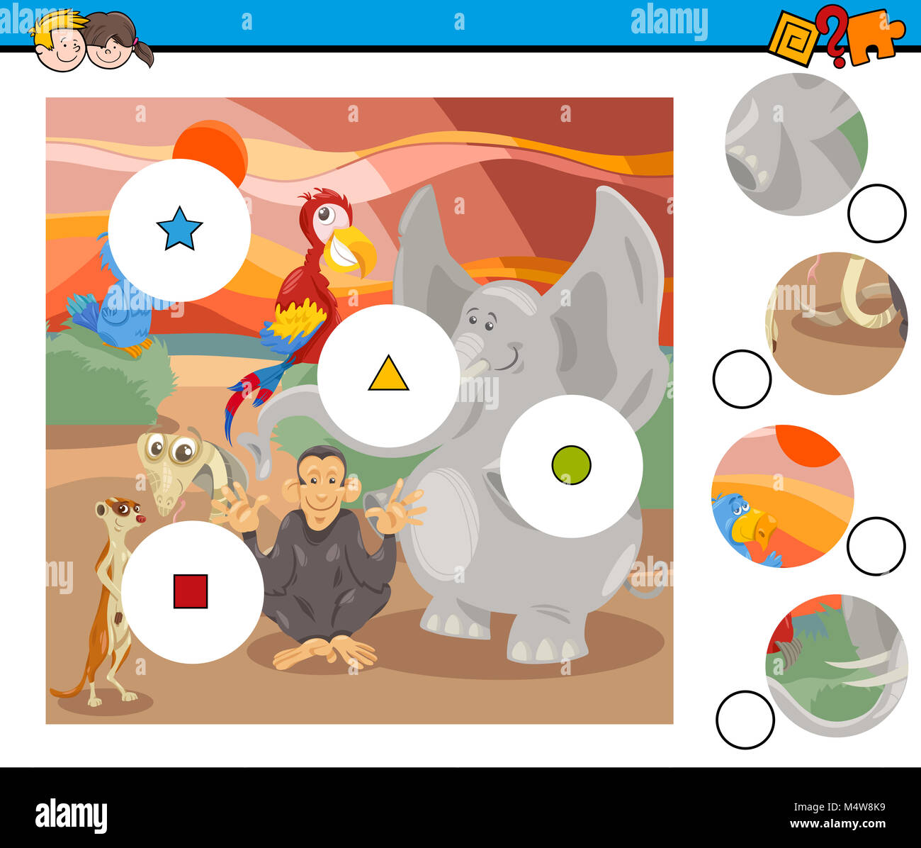match pieces game with safari animals Stock Photo - Alamy