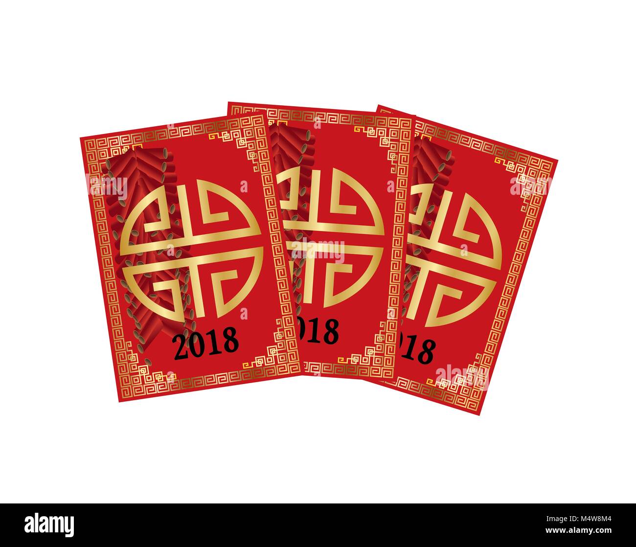 Chinese Red packets with border pattern on white background Stock Photo ...