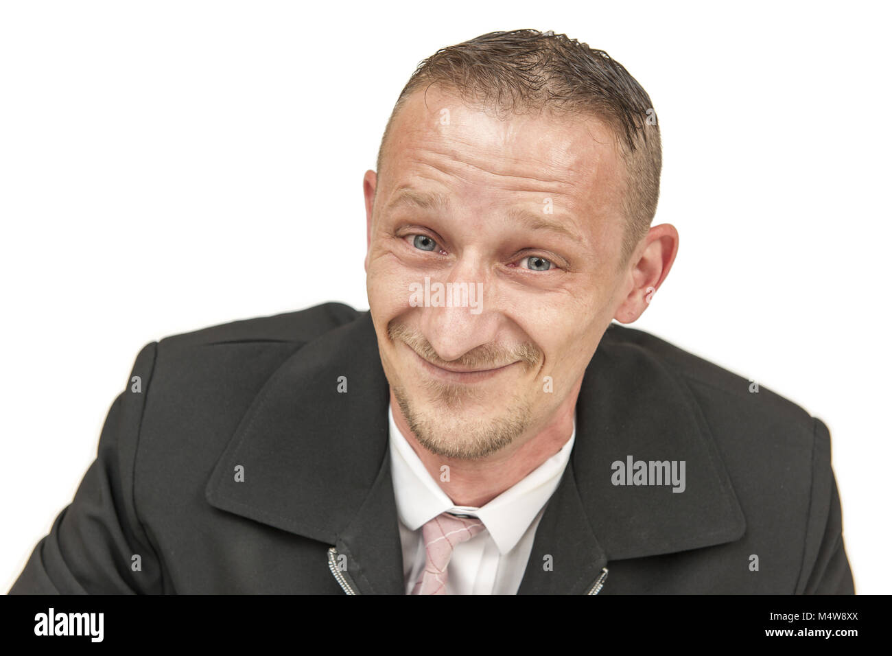 Grinning Man on White Stock Photo - Alamy