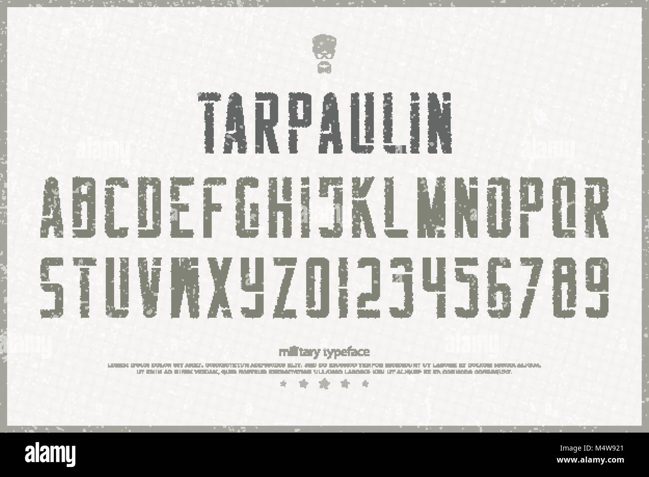 soldiery style alphabet letters and numbers. vector, military font type ...