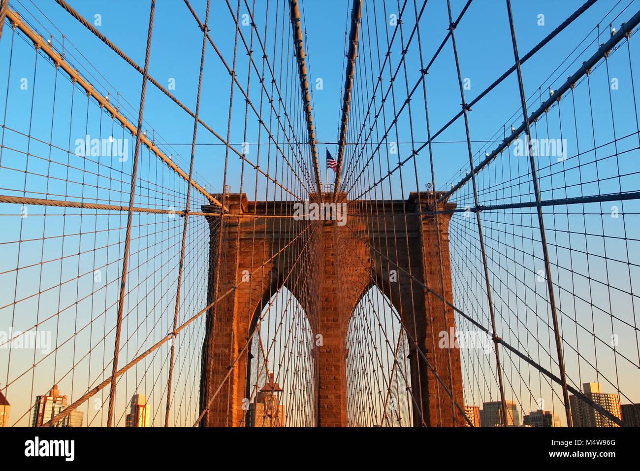 Brooklyn bridge at sunset. New York City Stock Photo - Alamy