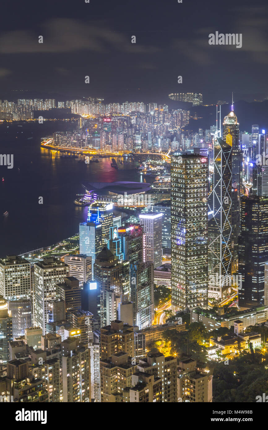 Hong Kong Skyline at Night, View from the Peak Stock Photo - Alamy