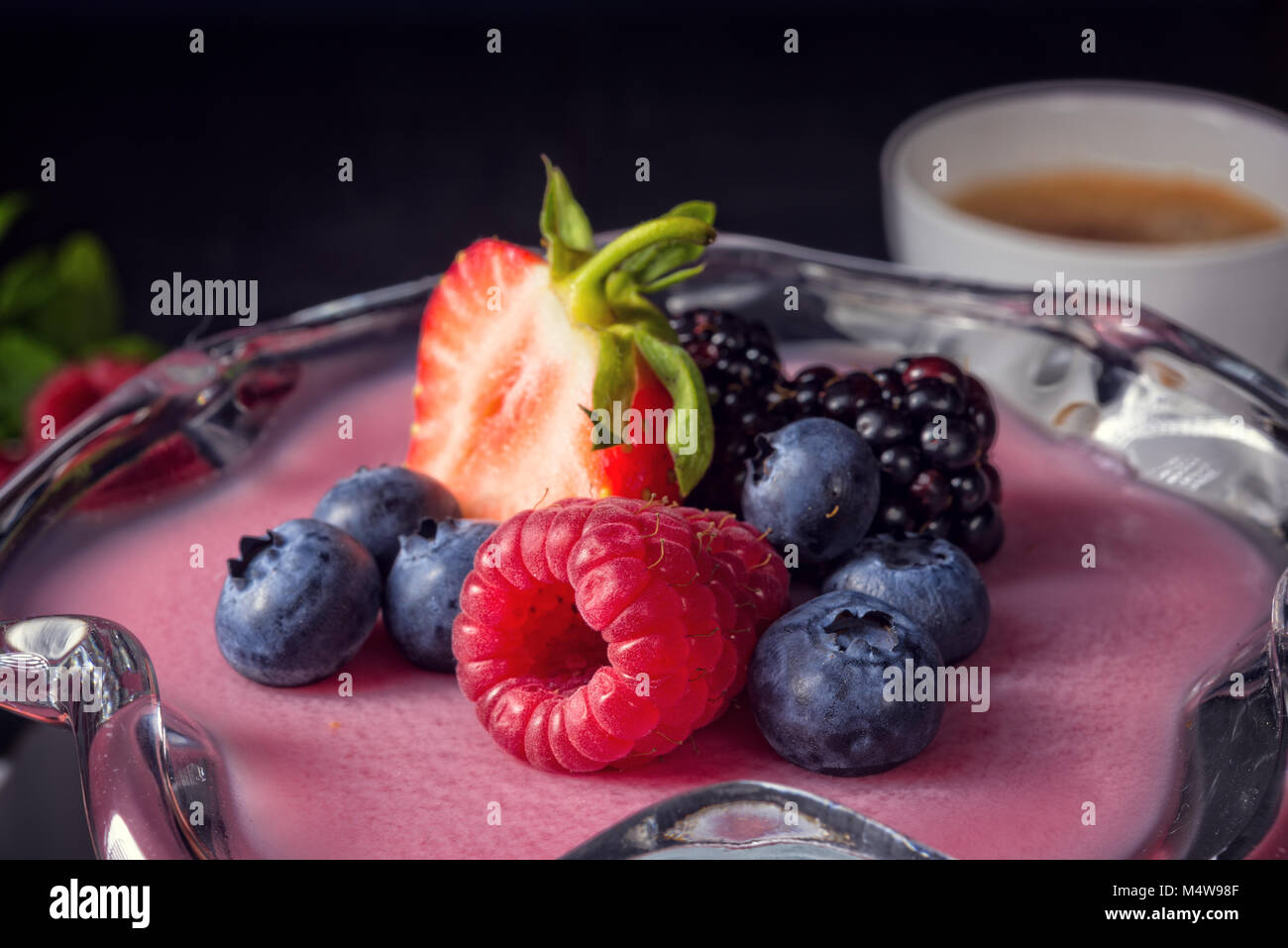 delicious pudding with wild berry Stock Photo - Alamy
