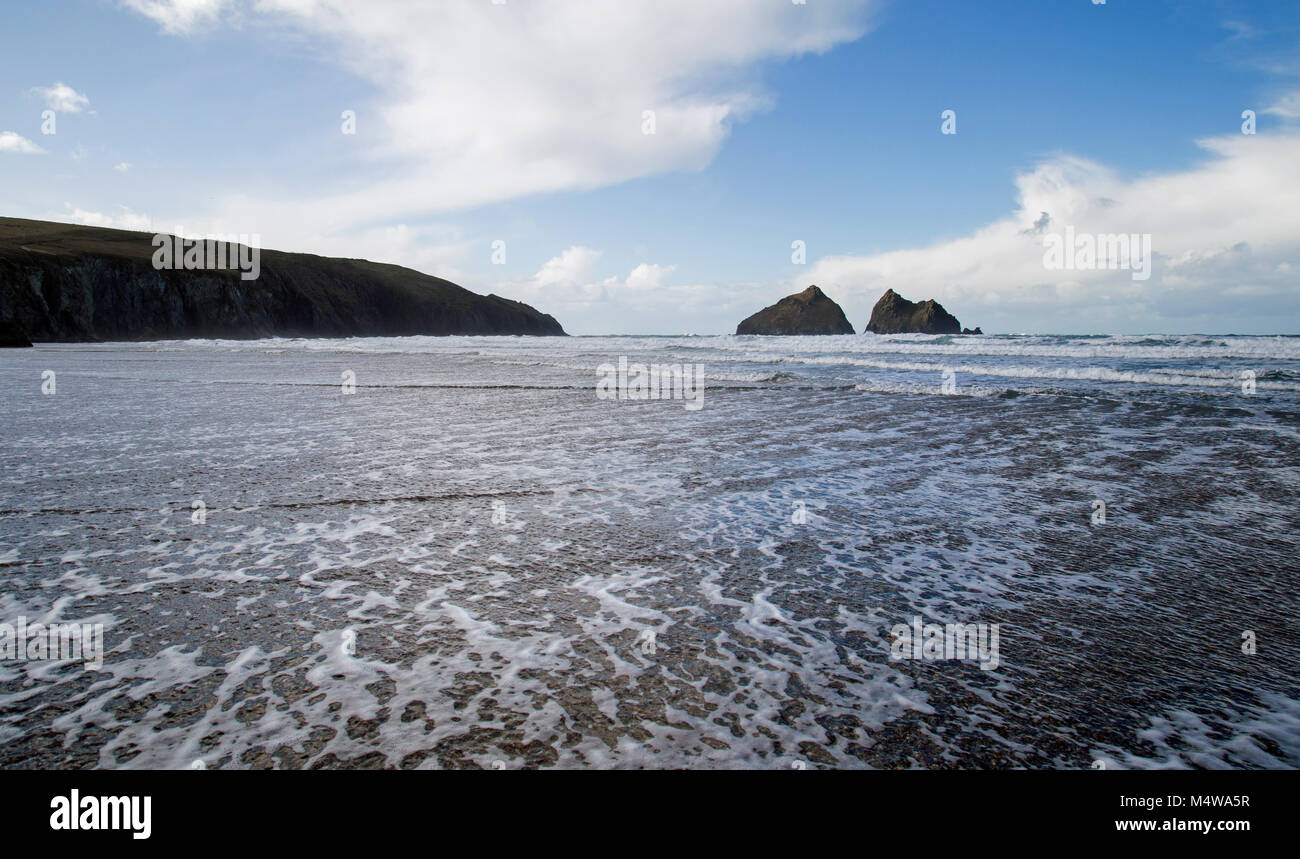 Beautiful Cornish seascape showing sea and rugged coastline of Cornwall ...