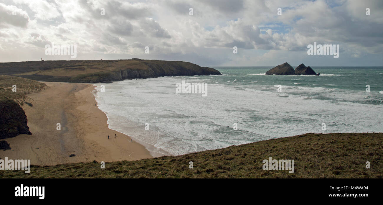 Beautiful Cornish seascape at Holywell, Cornwall, England Stock Photo ...