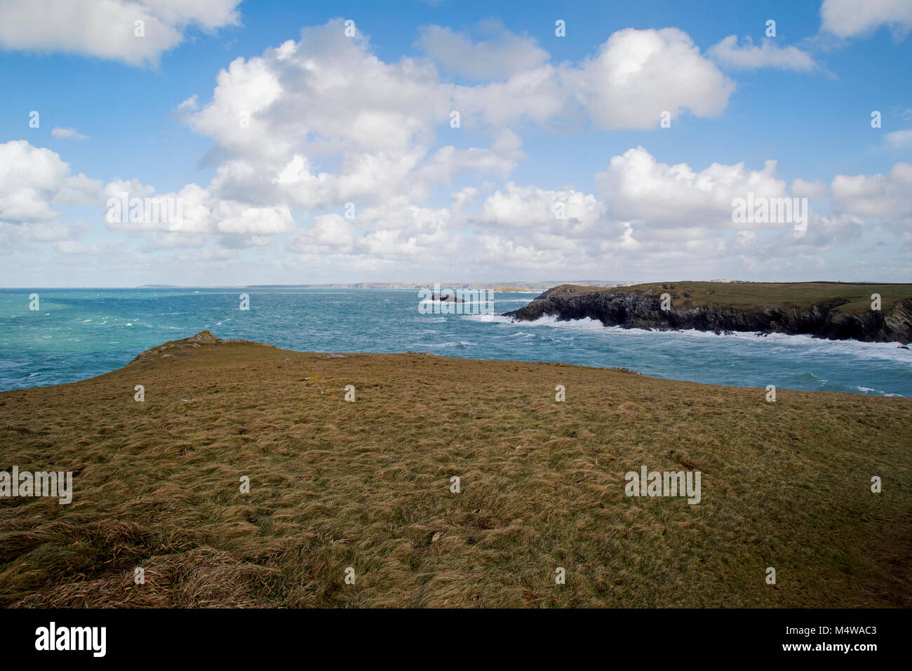 Beautiful Cornish seascape showing sea and rugged coastline of Cornwall ...