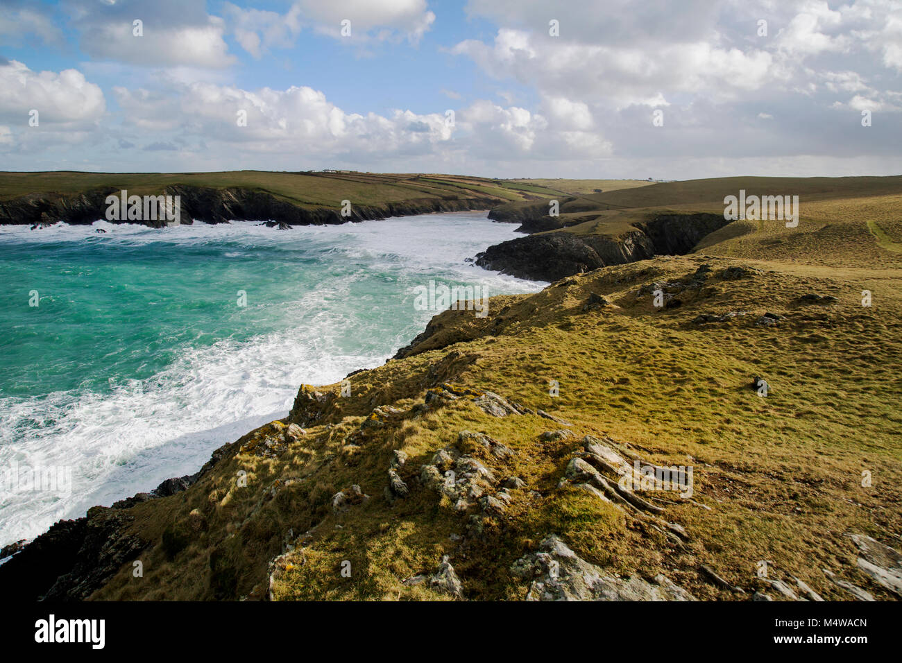 Beautiful Cornish seascape showing sea and rugged coastline of Cornwall ...