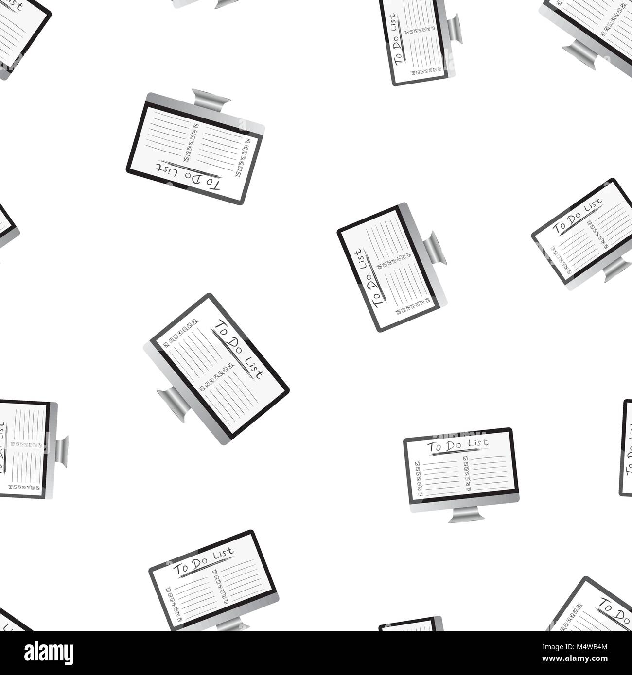 Businessman to do list, checklist with computer monitor seamless ...