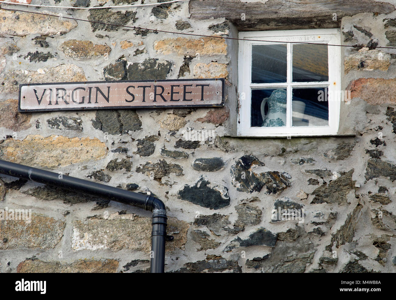 St Ives, Cornwall, England, February 2018, a vintage road sign for ...