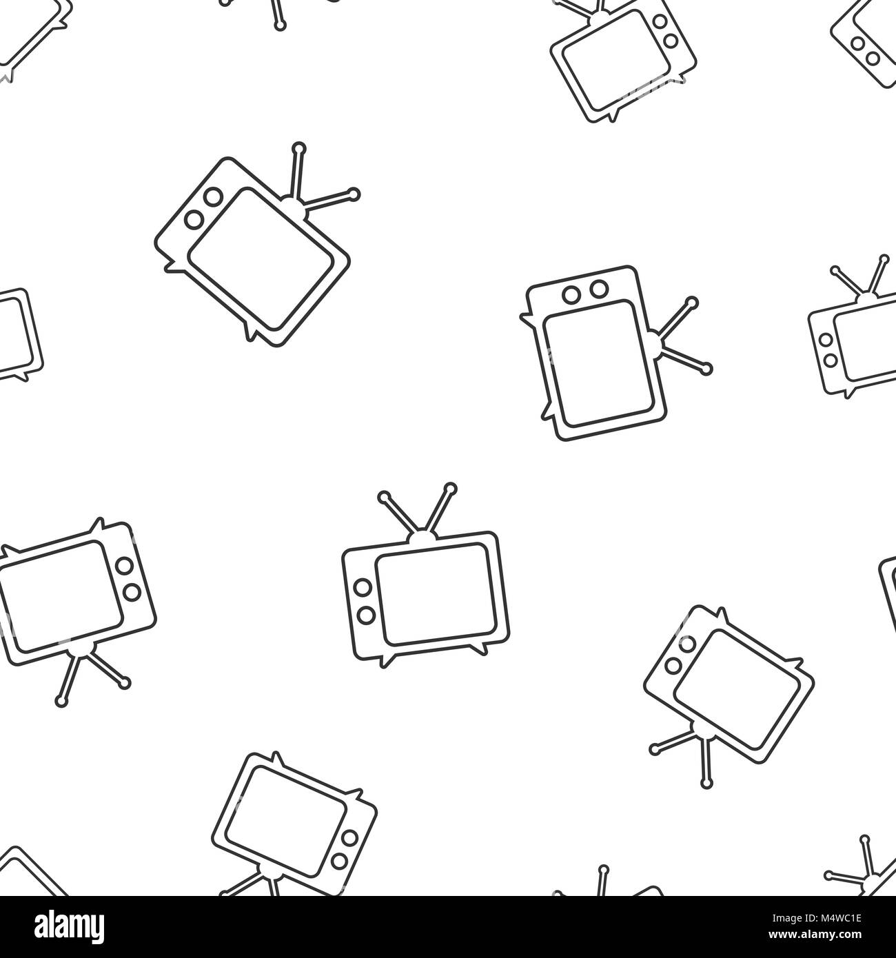 Tv icon in line style seamless pattern background. Business flat vector ...