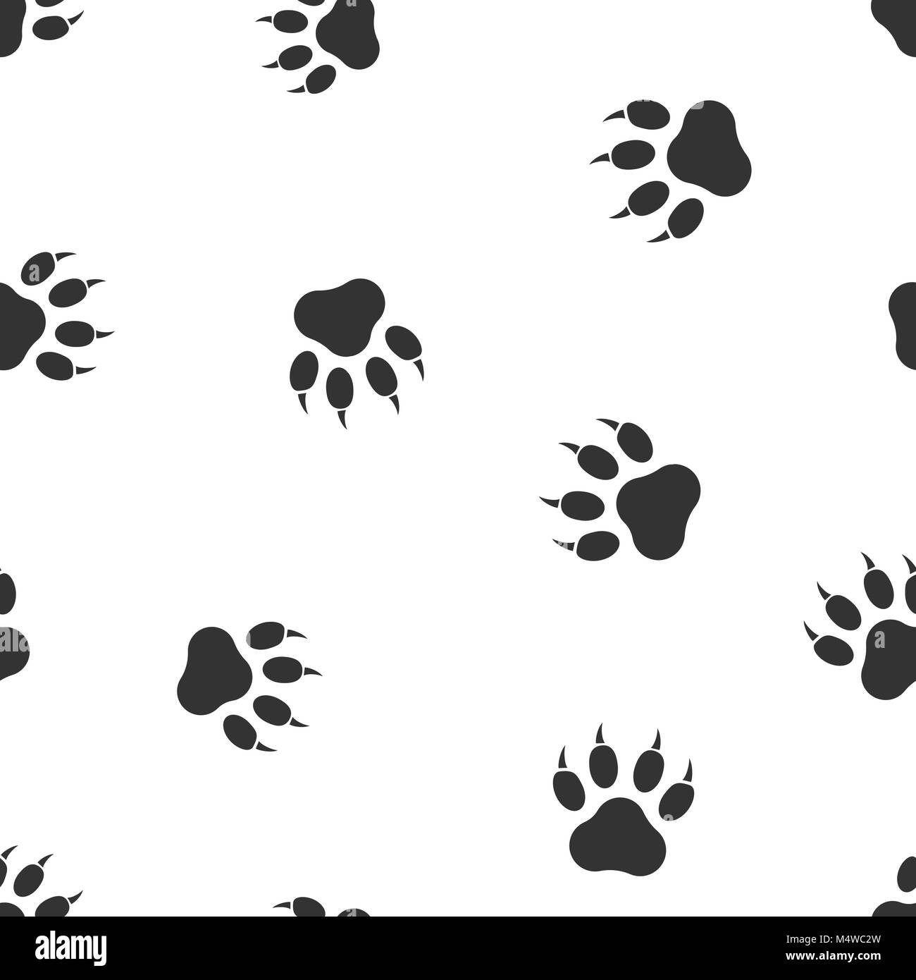 Paw print icon seamless pattern background. Business flat vector ...