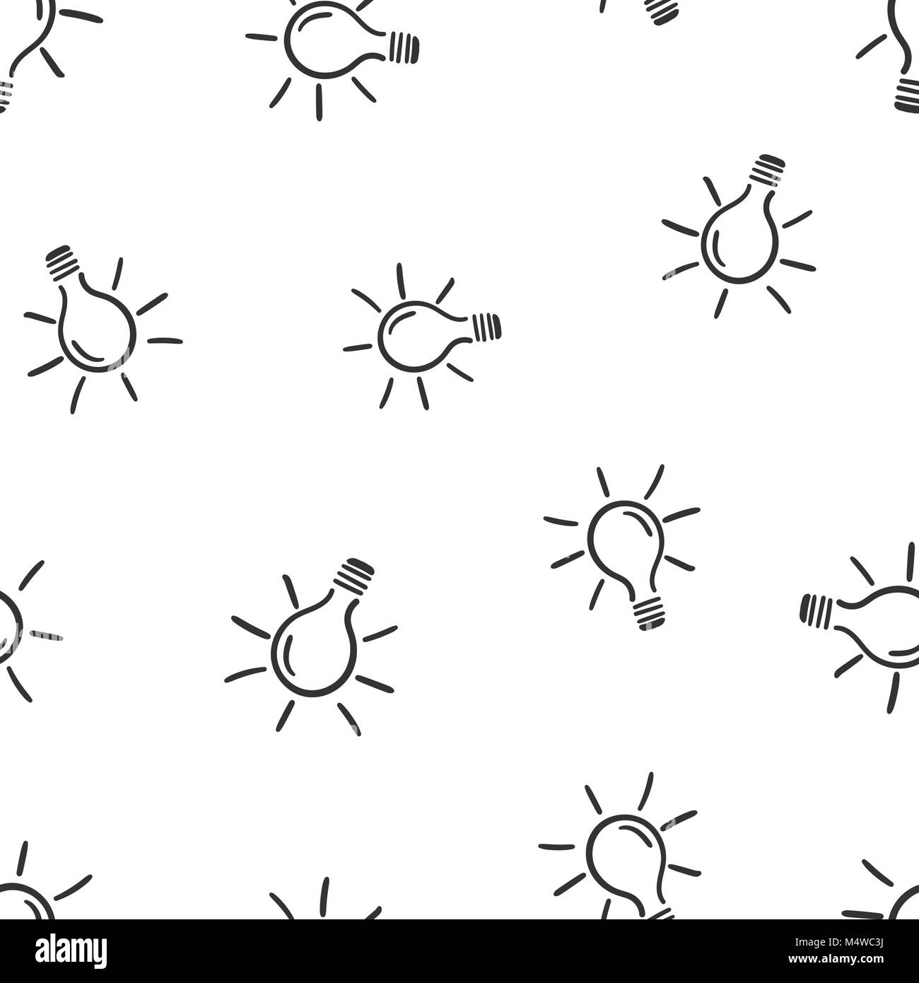 Hand drawn light bulb seamless pattern background. Business flat vector illustration. Idea ...