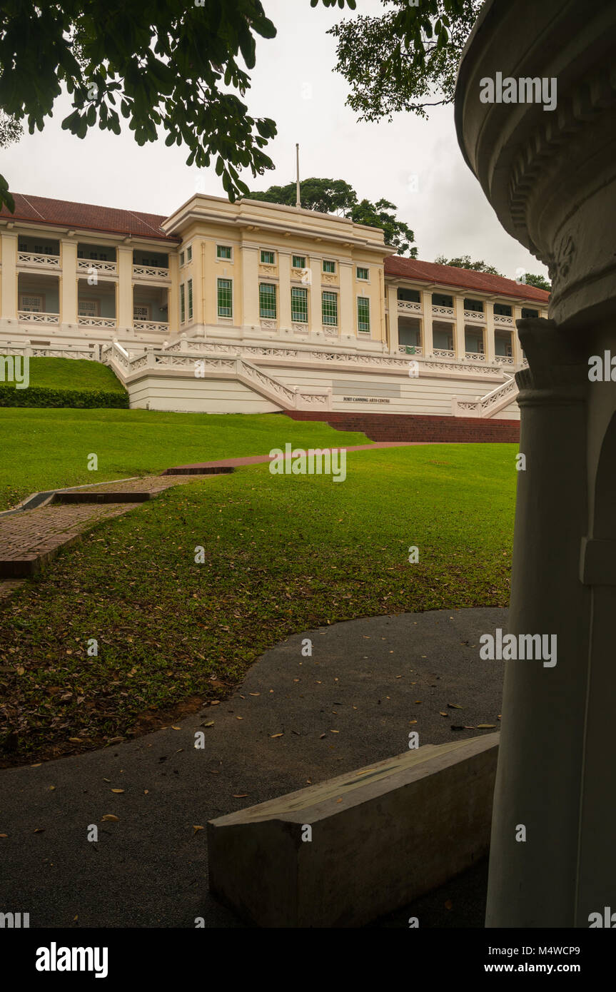 Fort Canning Centre seen from down the hill and up the green. Singapore ...