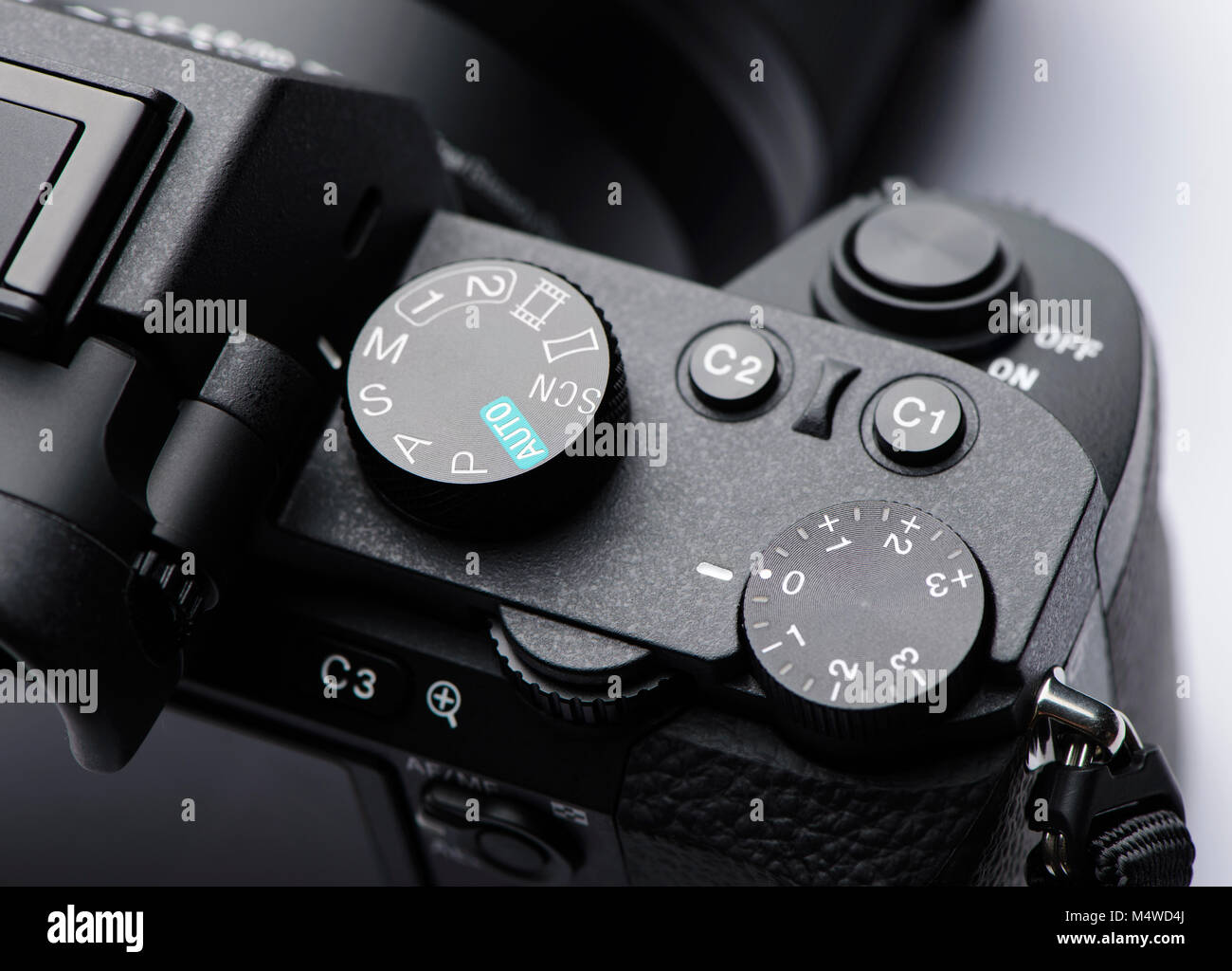 Mode dial, exposure control dial and shutter button on mirrorless ...