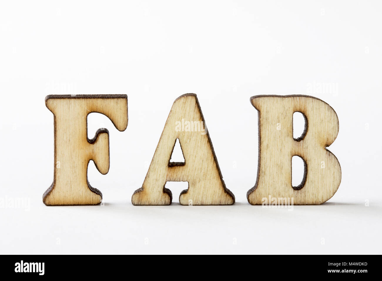 FAB, Wood letters FAB on White background,fabulous Stock Photo - Alamy