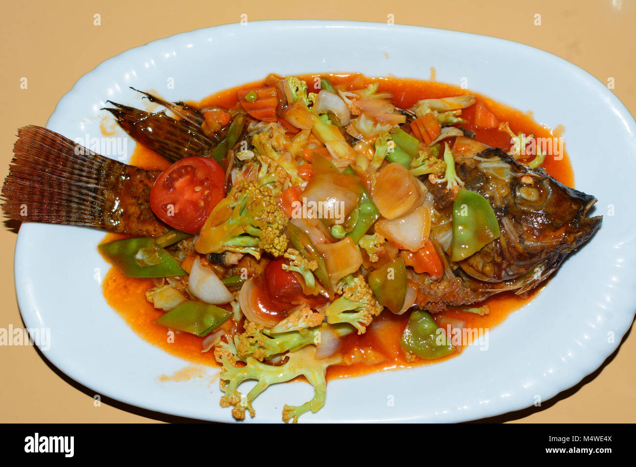 Nyaung Shwe: plate dish sweet and sour fish, Inle Lake, Shan State ...