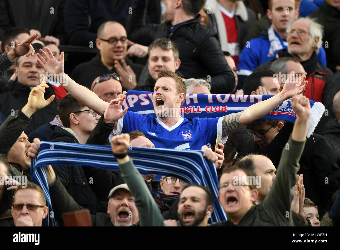 Ipswich Town fans celebrate their goal in the stands during the Sky Bet ...