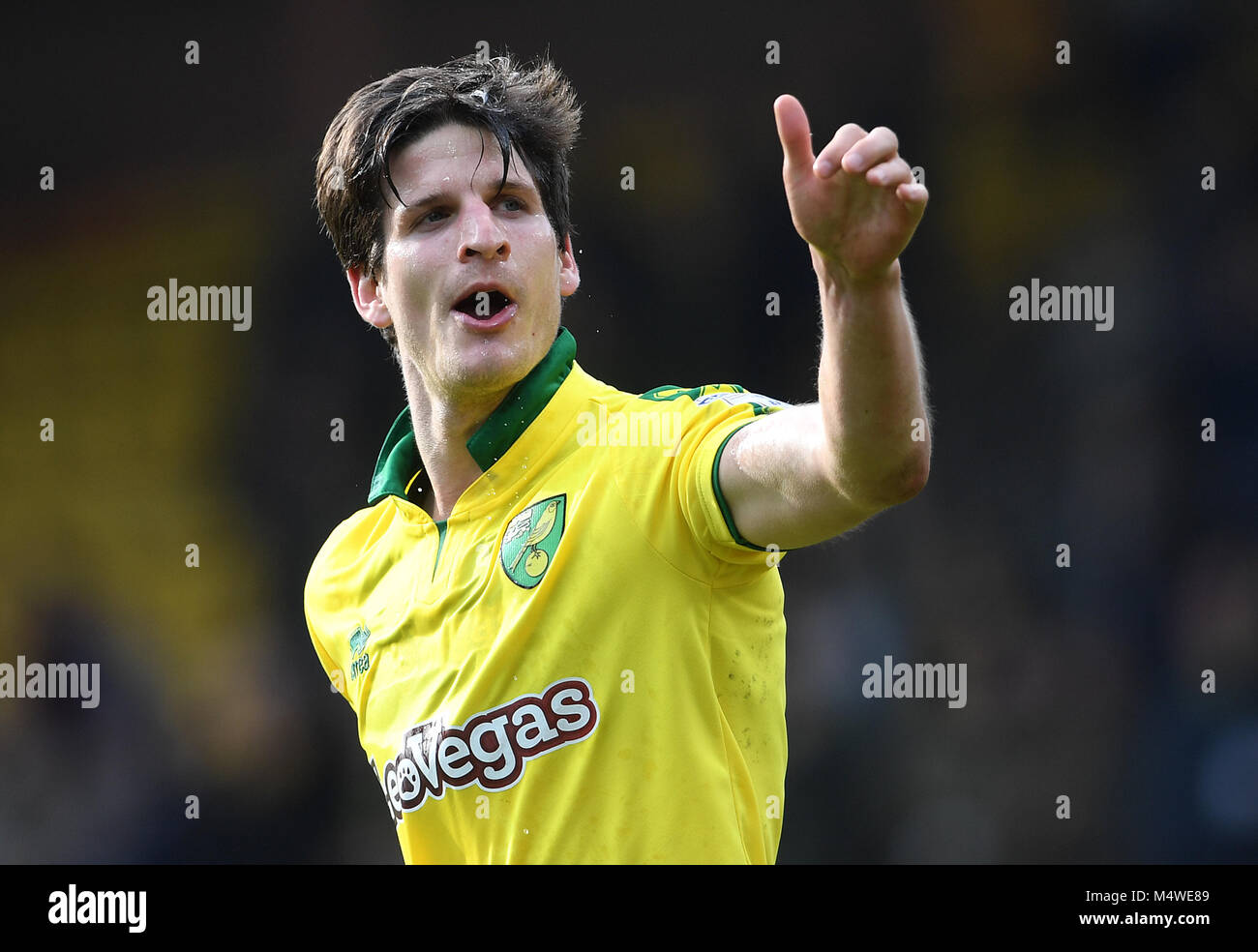 Norwich City's Timm Klose celebrates after the final whistle after ...