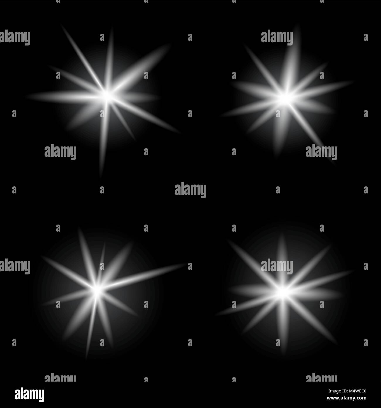 Burst light explosion bright collection on dark black background. Lamp ...