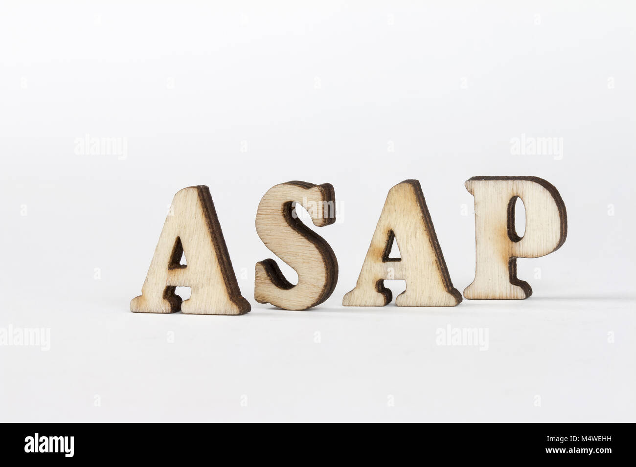 As soon as possible abbreviation ASAP wooden alphabet object Stock ...